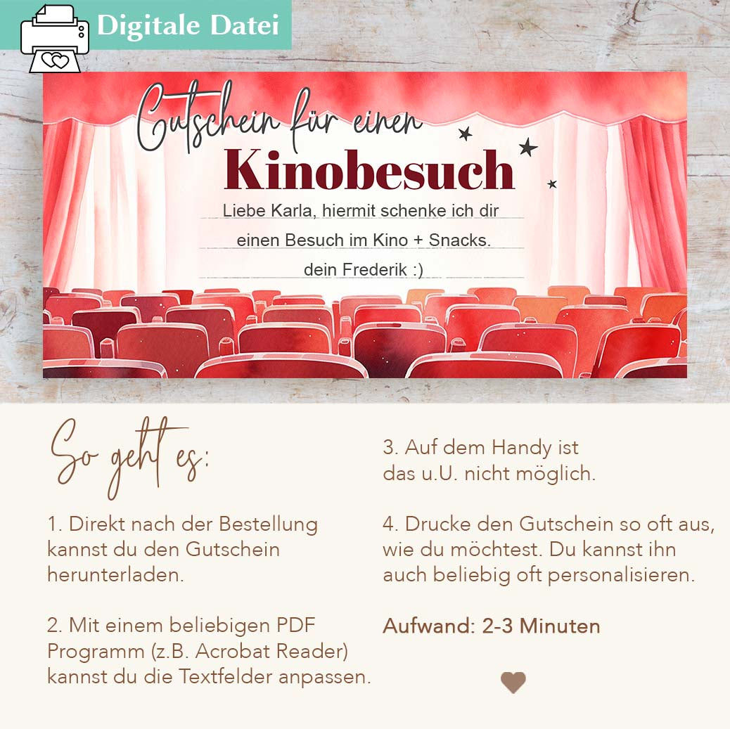 Kinogutschein zum Ausdrucken – Verschenke Filmabende & gemeinsame Zeit ...